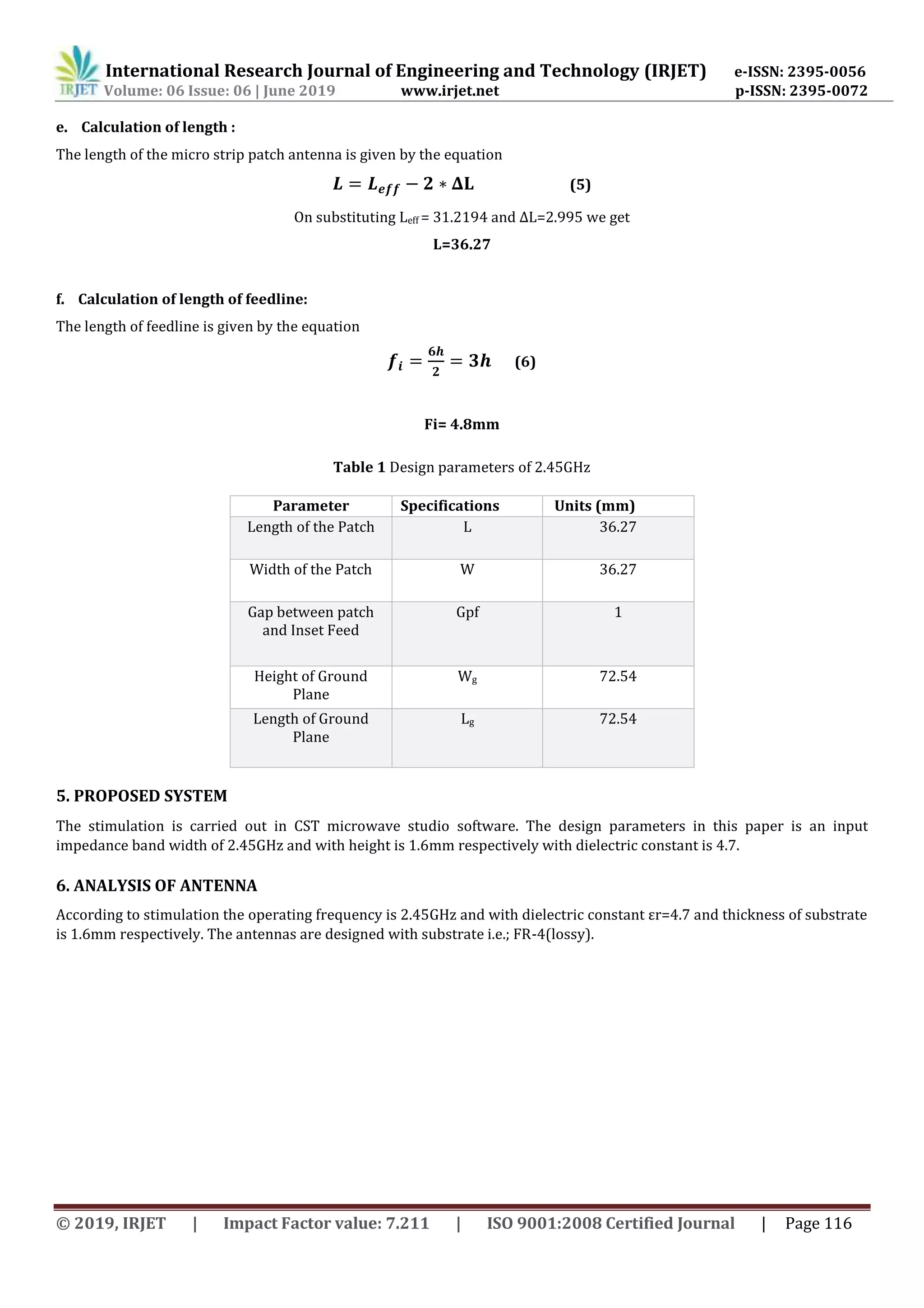 IRJET- Microstrip Patch Antenna Design for Military Applications | PDF | Physics | Science