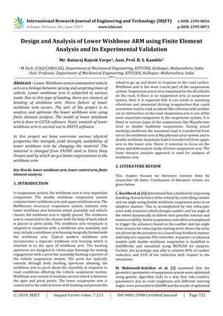 IRJET- Design and Analysis of Lower Wishbone arm using Finite Element ...