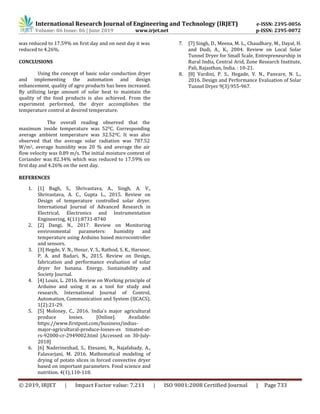IRJET- Automatically Controlled Solar Tunnel Dryer using Arduino for Potato | PDF