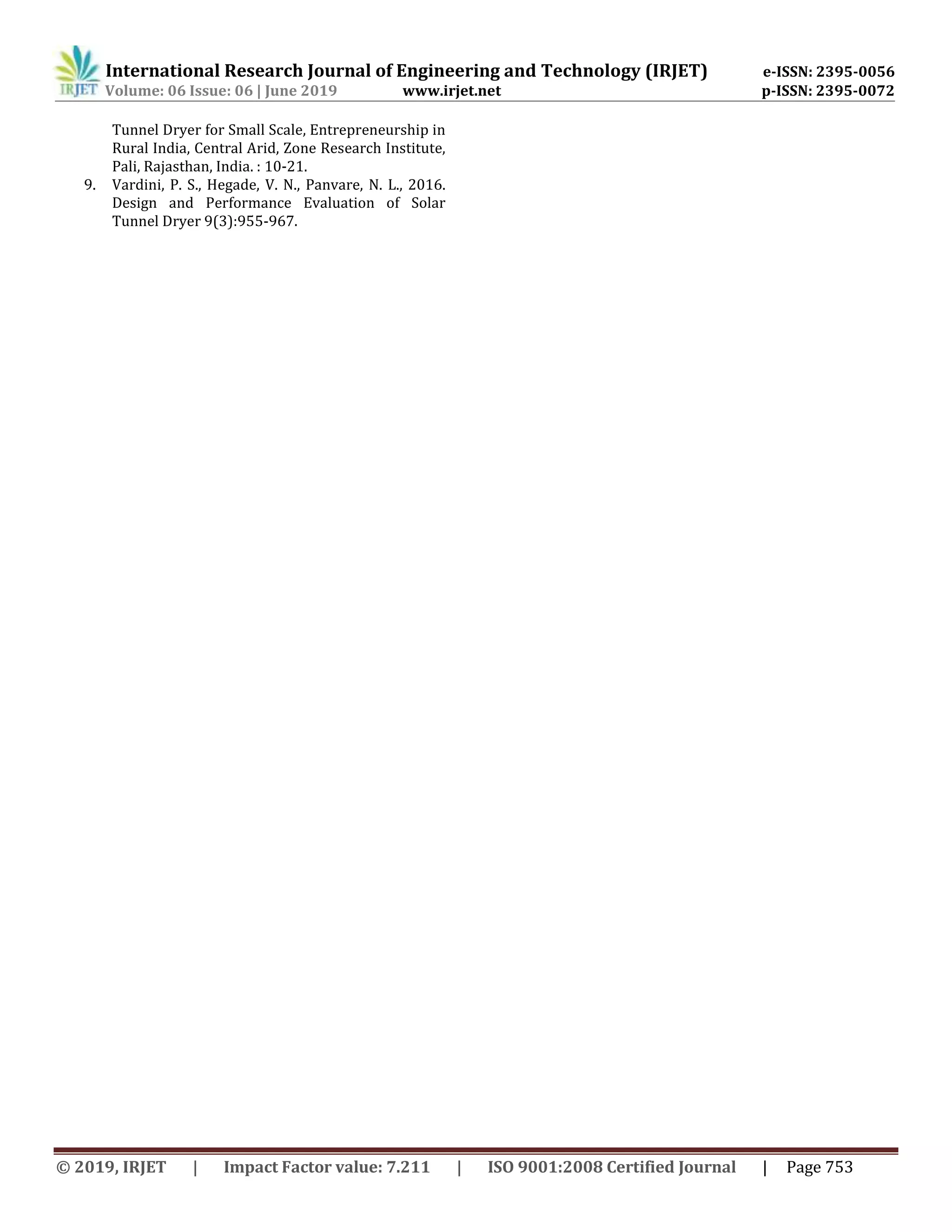 IRJET- Automatically Controlled Solar Tunnel Dryer using Arduino for Curry Leaves | PDF
