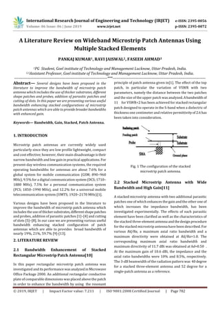 IRJET- A Literature Review on Wideband Microstrip Patch Antennas using Multiple Stacked Elements ...