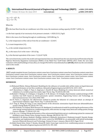 IRJET- Experimental Model Design and Simulation of Air Conditioning ...