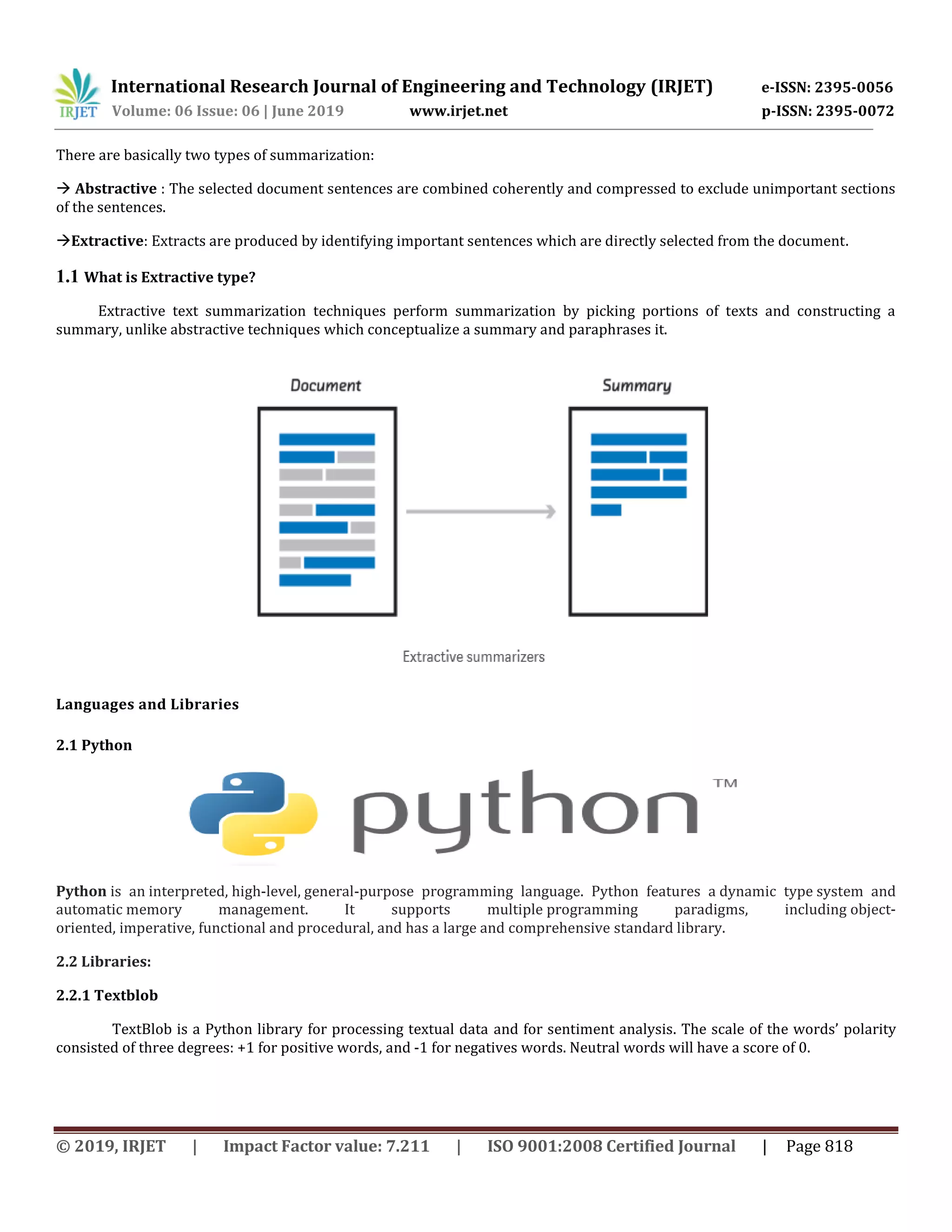 IRJET- સારાંશ Gujarati Text Summarizer | PDF
