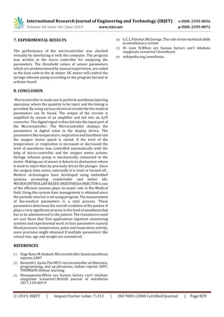 IRJET- Microcontroller based Anesthesia Injector | PDF