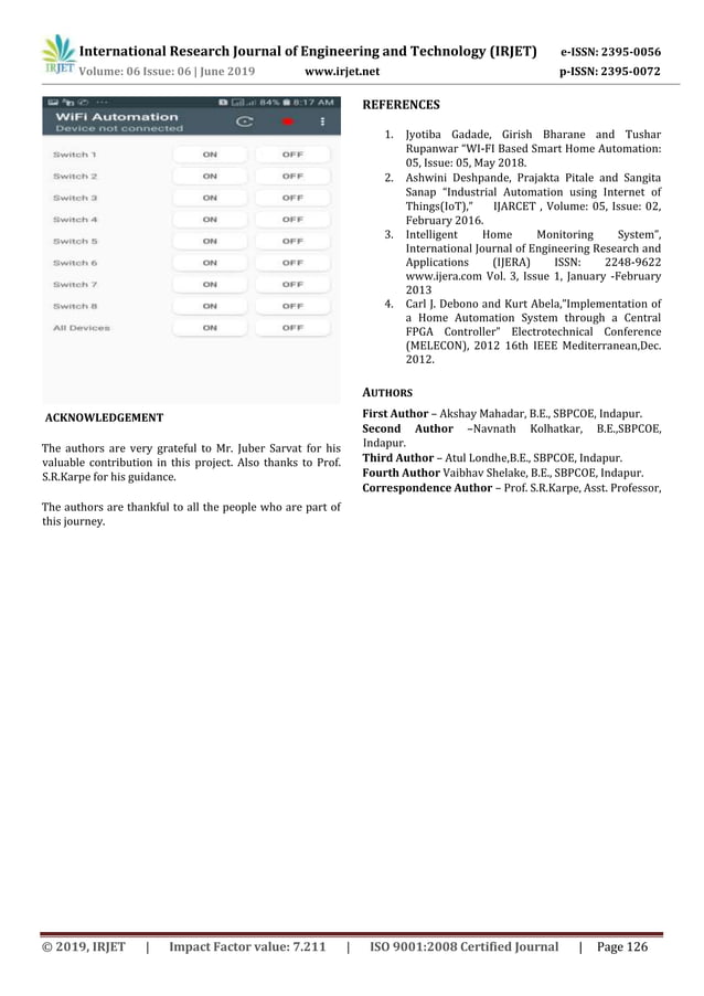 IRJET- Wi-Fi based Smart Home Automation | PDF