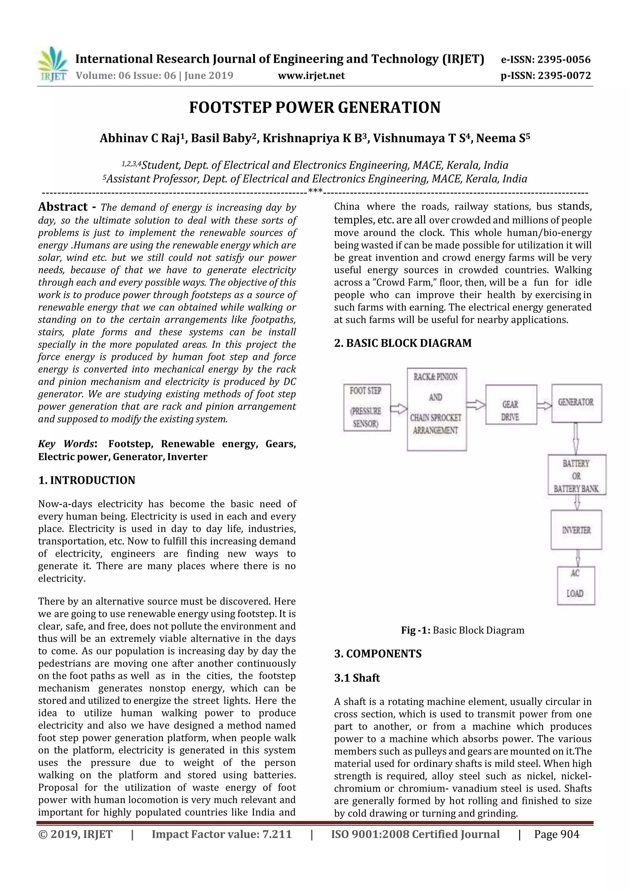 IRJET- Footstep Power Generation | PDF