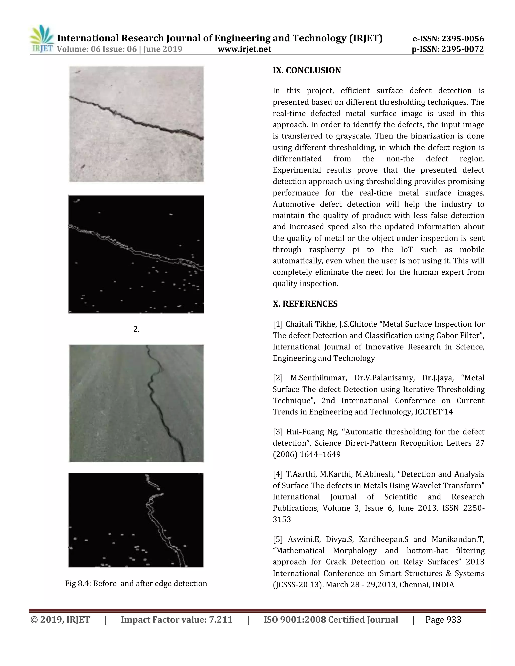 IRJET- Metal Crack Detection using Image Processing | PDF | Cameras and ...