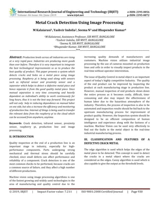 IRJET- Metal Crack Detection using Image Processing | PDF | Cameras and ...