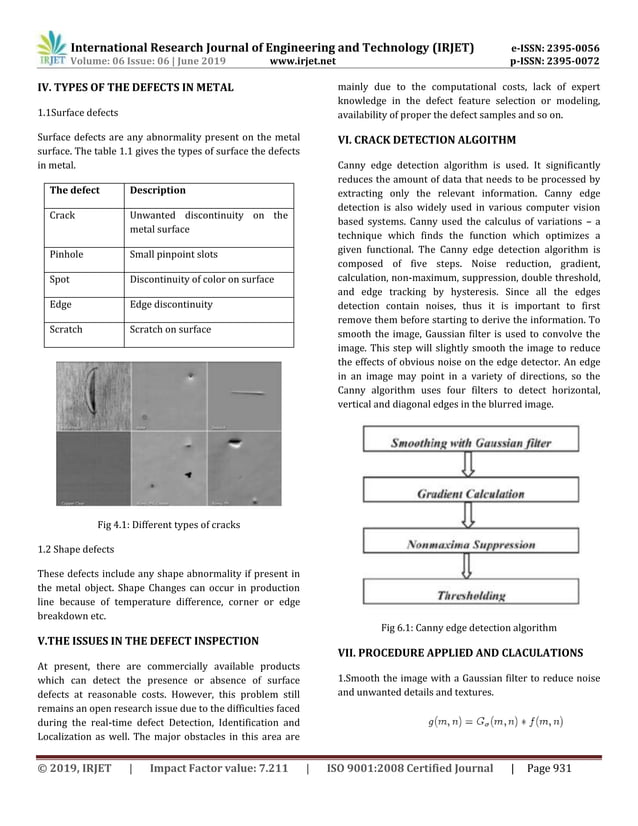 IRJET- Metal Crack Detection using Image Processing | PDF | Cameras and ...