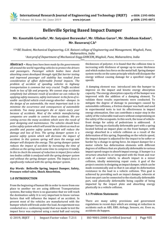 IRJET- Belleville Spring based Impact Damper | PDF