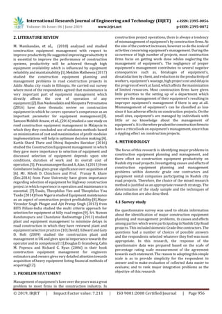 IRJET- Equipment Planning and Management in Road Construction Project | PDF