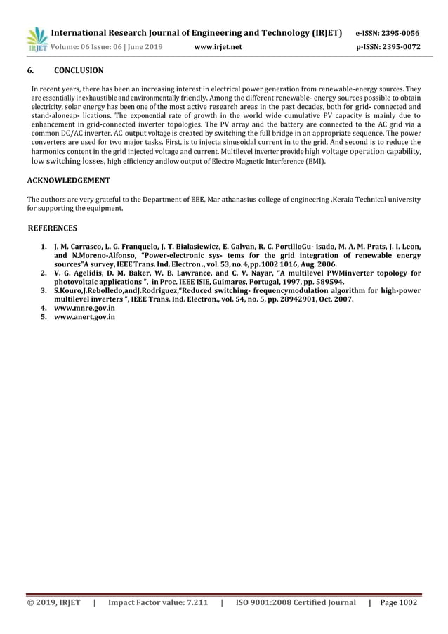 IRJET- Multi-Level Inverter for Solar On-Grid System Design | PDF