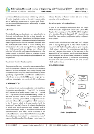 IRJET- Automatic Toll Collection System based on Embedded System LINUX | PDF