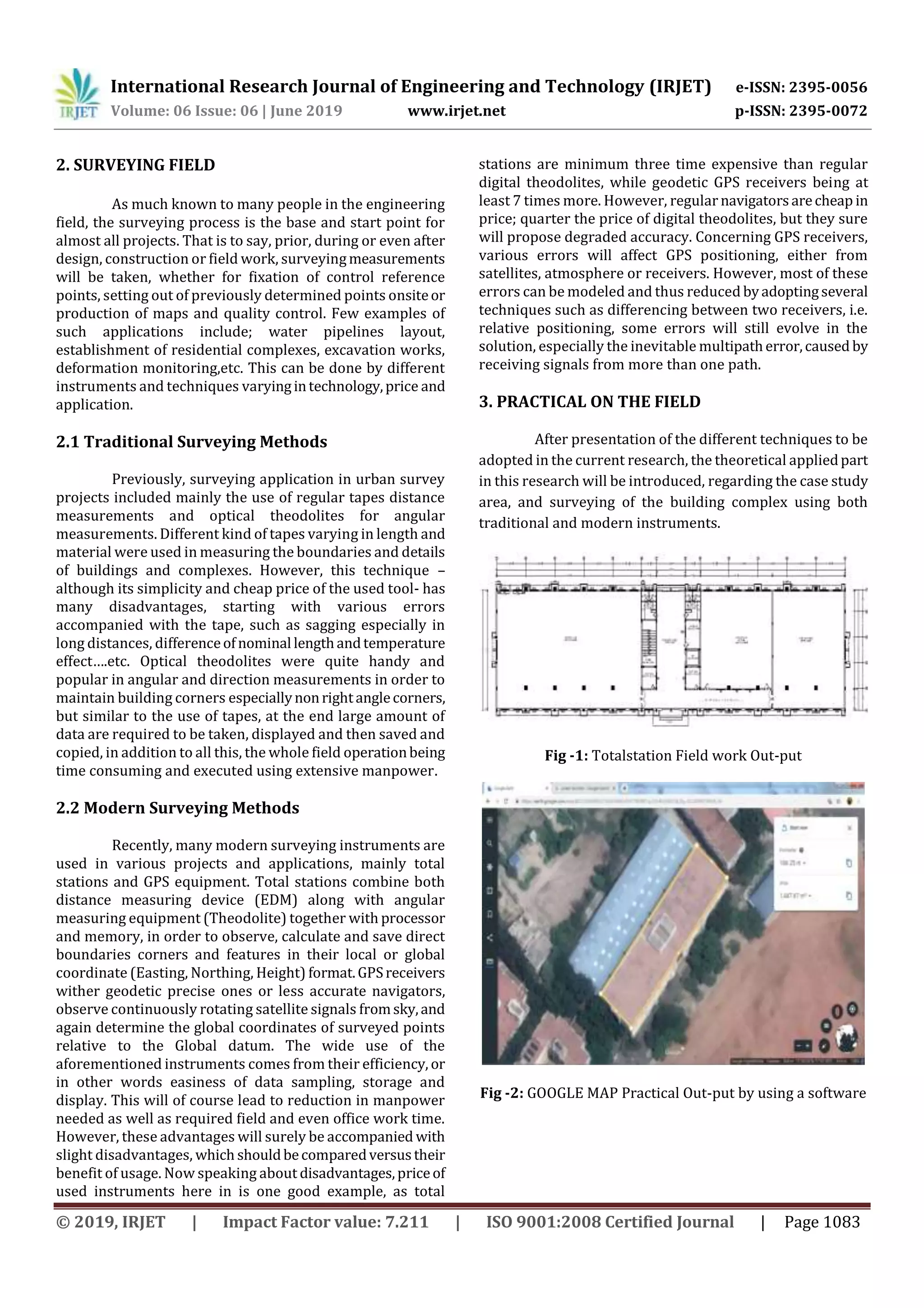 IRJET- Comparison on Measurement of a Building using Total Station, ARCGIS and Google Earth | PDF