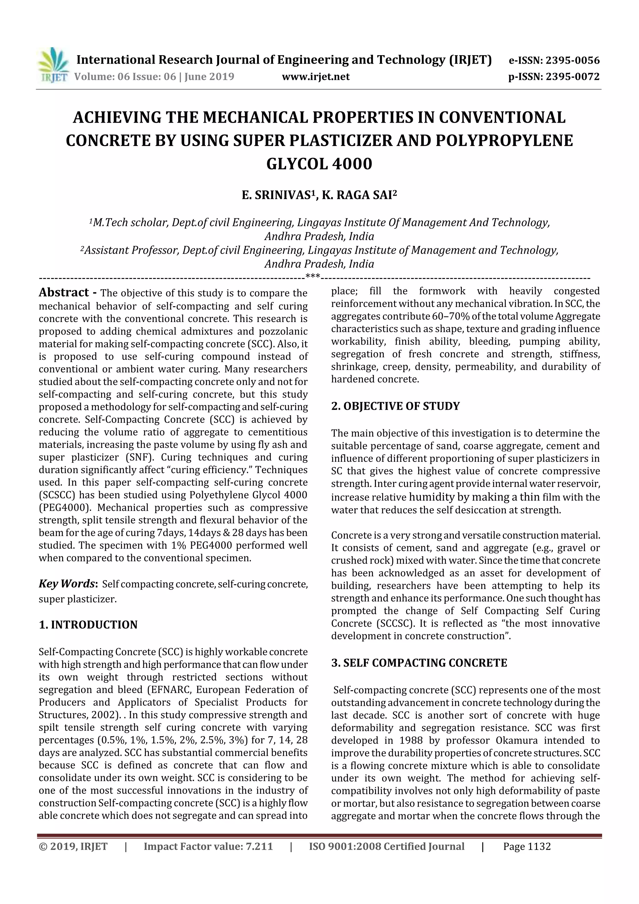 IRJET- Achieving the Mechanical Properties in Conventional Concrete by ...