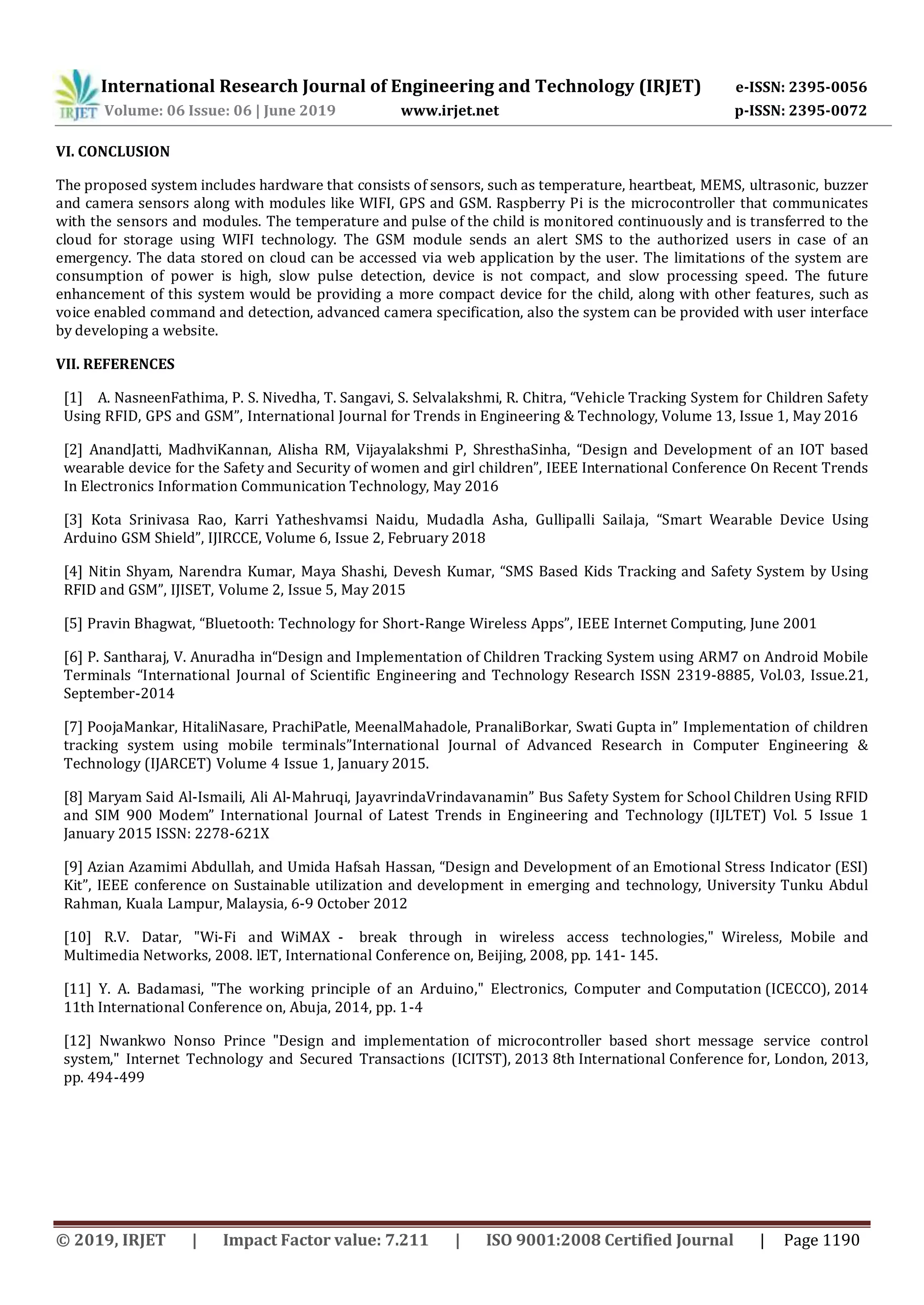 IRJET- Child Safety Wearable Device using Wireless Technology | PDF