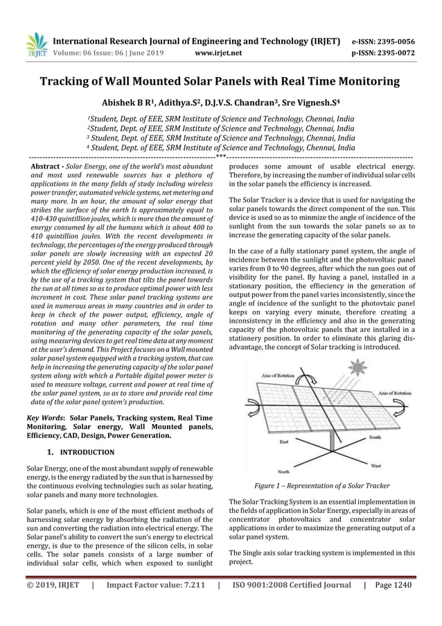 IRJET- Tracking of Wall Mounted Solar Panels with Real Time Monitoring ...