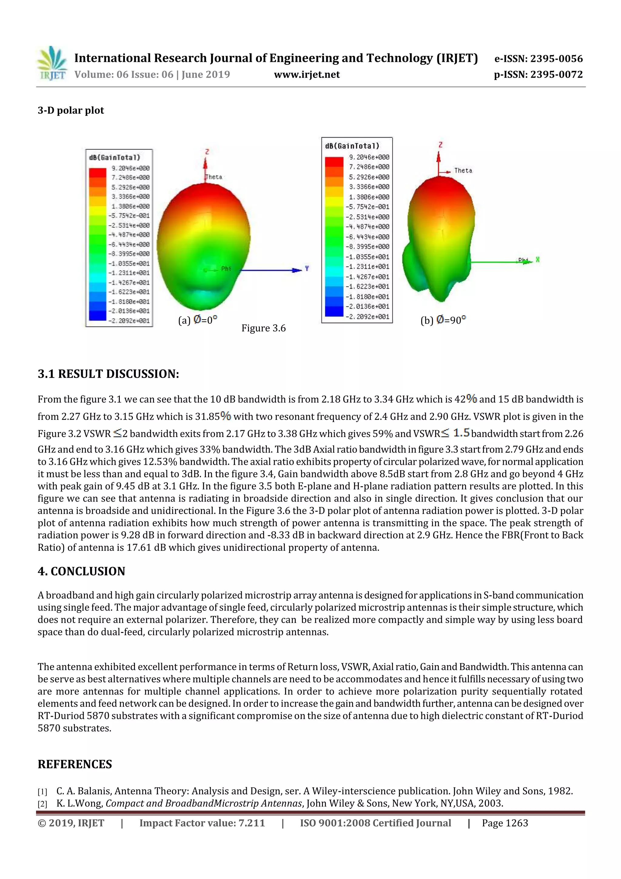 IRJET- Design of High Gain Wideband Circularly Polarized 1B4T Stacked Microstrip Patch Antenna ...