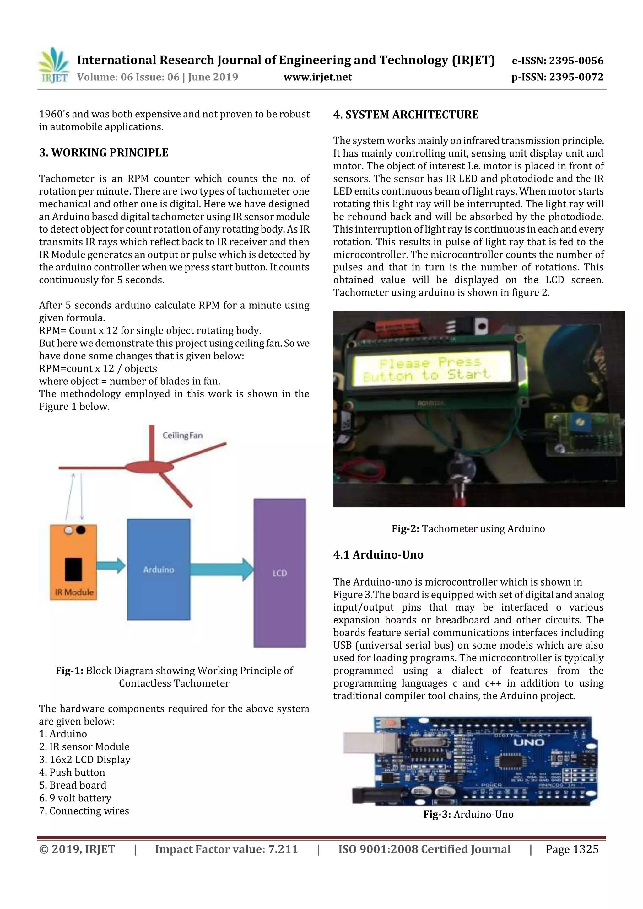 IRJET- Design of a Portable Contact-Less Tachometer using Infrared Sensor for Laboratory ...