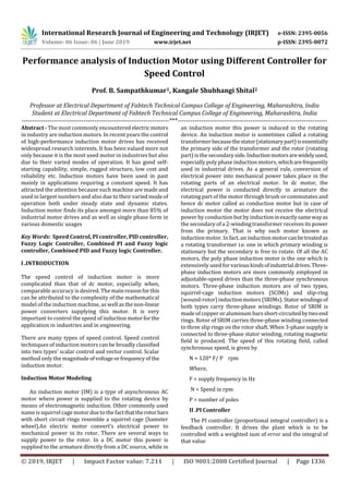 IRJET- Performance Analysis of Induction Motor using different Controller for Speed Control | PDF