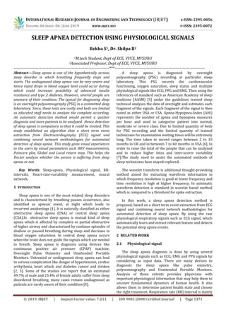 IRJET - Sleep Apnea Detection using Physiological Signals | PDF