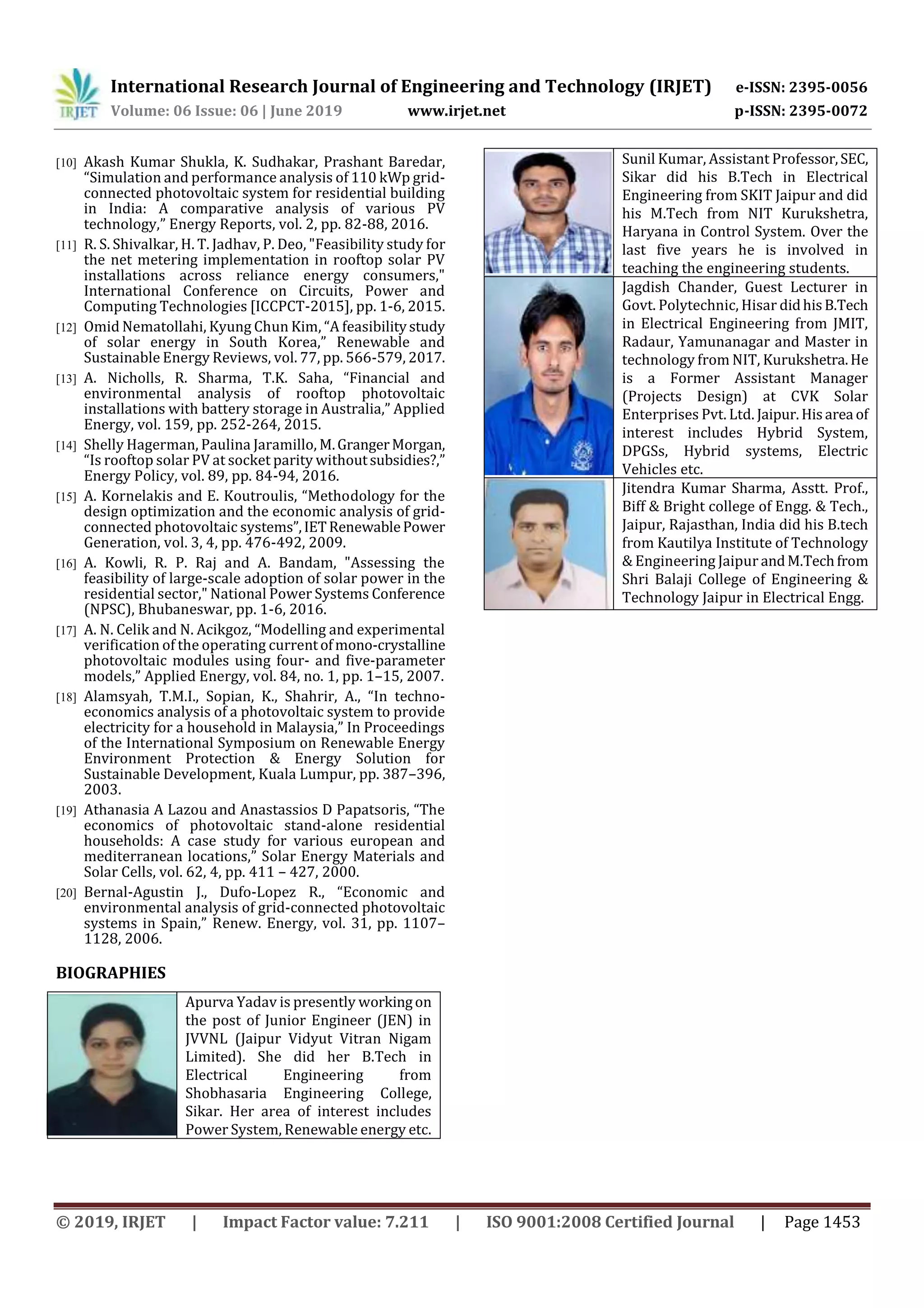 IRJET- Feasibility Analysis for Installing Grid Connected Rooftop PV ...