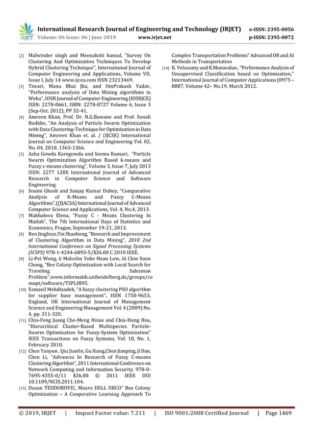Irjet Performance Analysis Of Optimization Techniques By Using Clustering Pdf
