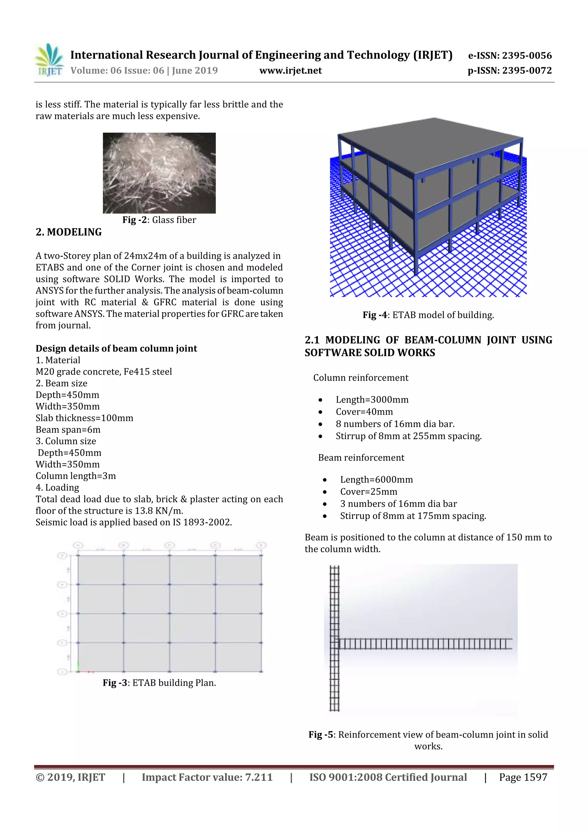 IRJETI Comparison of RC Beam-Column Joint with GFRC Beam-Column Joint using Software ANSYS | PDF