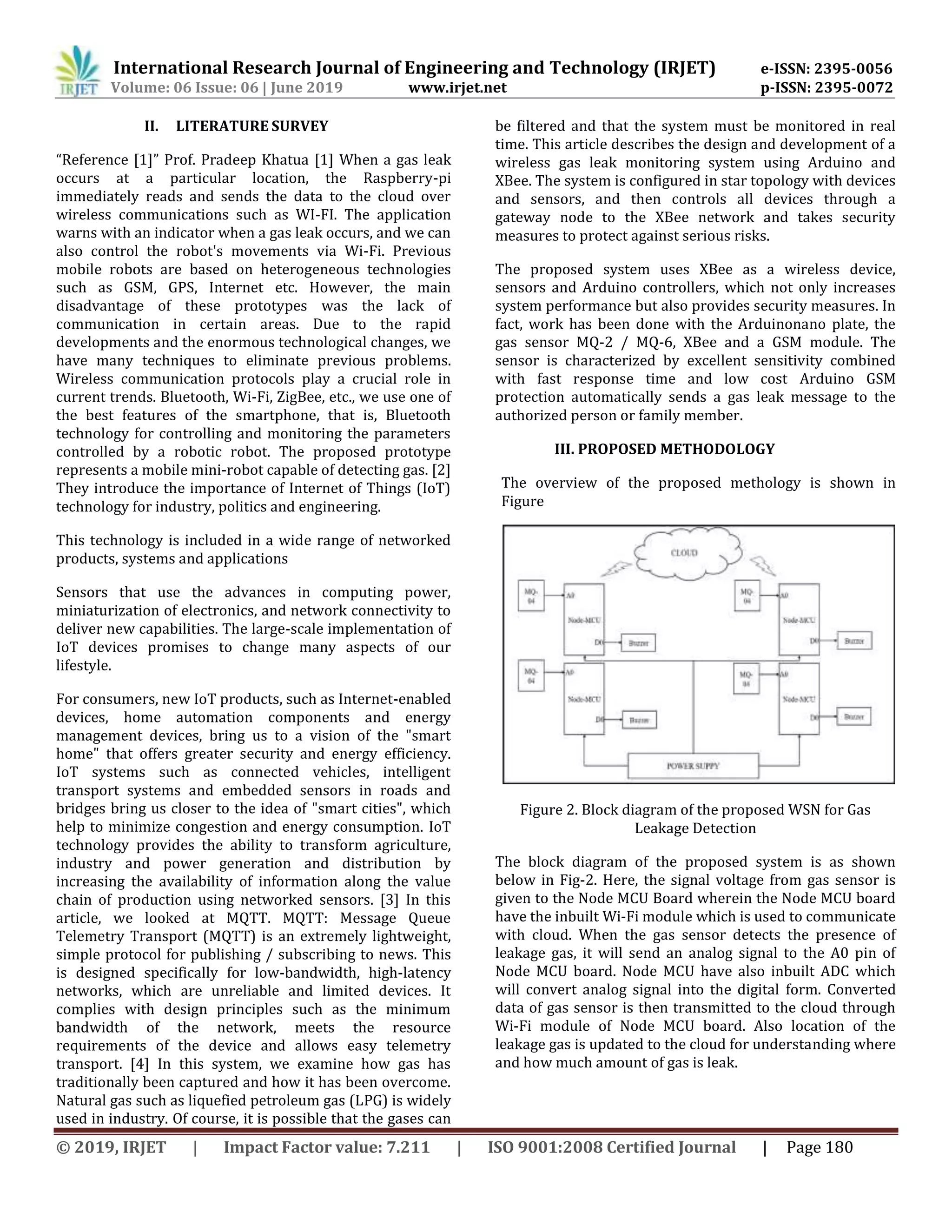 IRJET- A Study on: Wireless Sensing Network (WSN) Gas Leakage Detection System with IoT | PDF