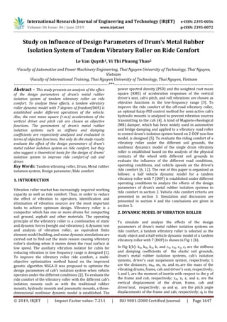 IRJET- Study on Influence of Design Parameters of Drum’s Metal Rubber Isolation System of Tandem ...