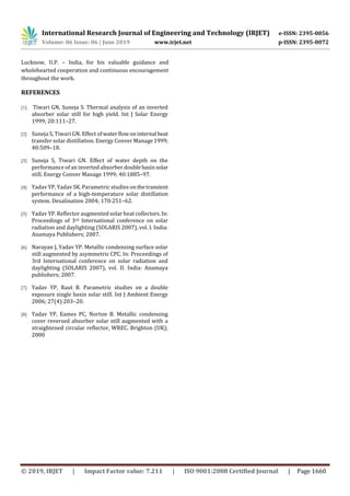 IRJET- Performance Analysis of the Inverted Absorber Solar Still with ...