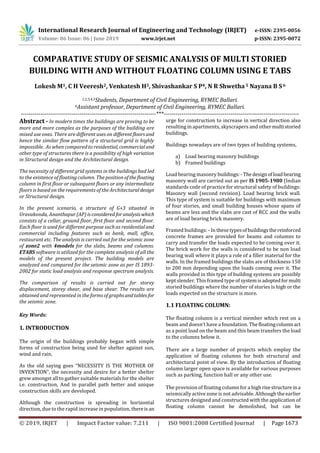IRJET- Comparative Study of Seismic Analysis of Multi Storied Building with and without Floating ...