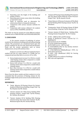 IRJET- Comparative Study of Seismic Analysis of Multi Storied Building with and without Floating ...