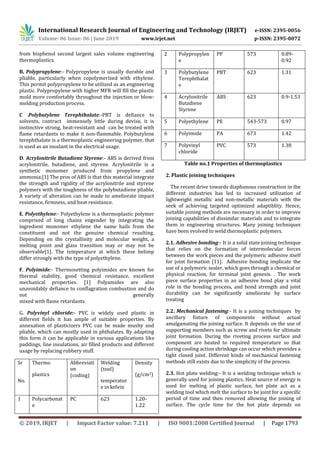 IRJET- Parametric Study and Development of different Plastics and it’s ...