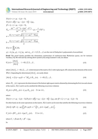 IRJET- Two-Class Priority Queueing System with Restricted Number of Priority Customers and ...