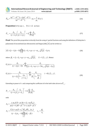 IRJET- Two-Class Priority Queueing System with Restricted Number of Priority Customers and ...