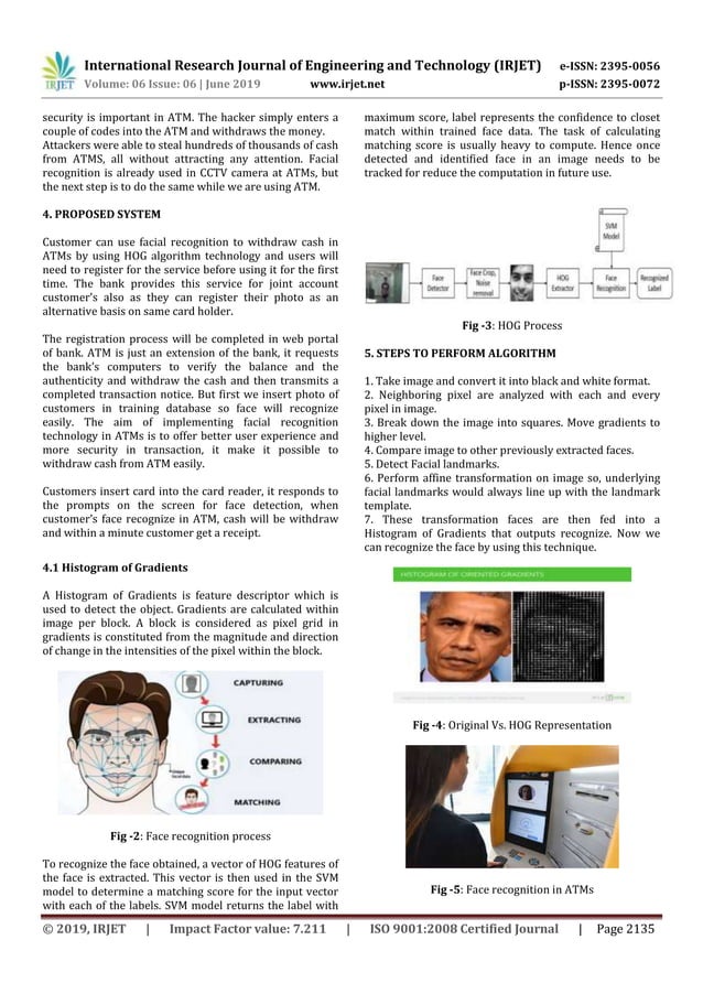 Irjet Face Recognition System With Hog In Atms Pdf