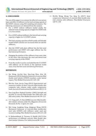IRJET- Analytical Behaviour of Stiffened and Unstiffened CFDST Short ...