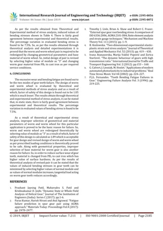 IRJET- Experimental Stress Analysis of Worm Wheel used in Crate Washer Gearbox | PDF | Physics ...