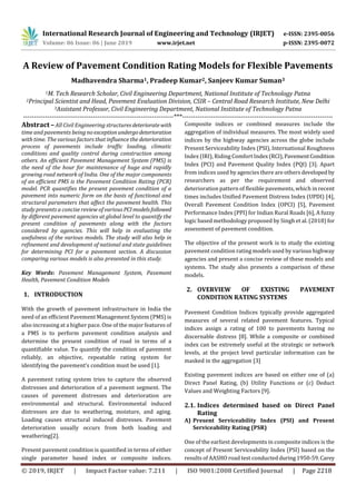 IRJET- A Review of Pavement Condition Rating Models for Flexible Pavements | PDF