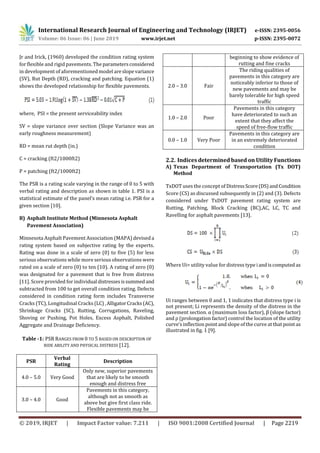 IRJET- A Review of Pavement Condition Rating Models for Flexible Pavements | PDF