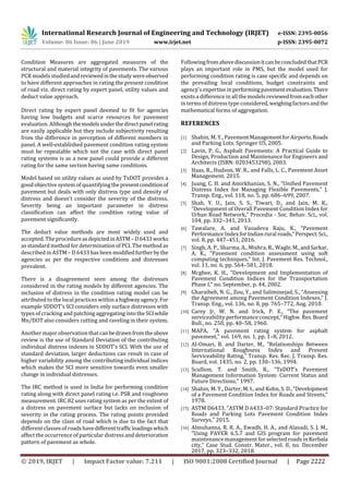IRJET- A Review of Pavement Condition Rating Models for Flexible Pavements | PDF