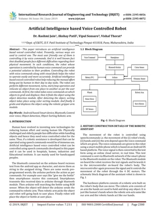 IRJET- Artificial Intelligence based Voice Controlled Robot | PDF