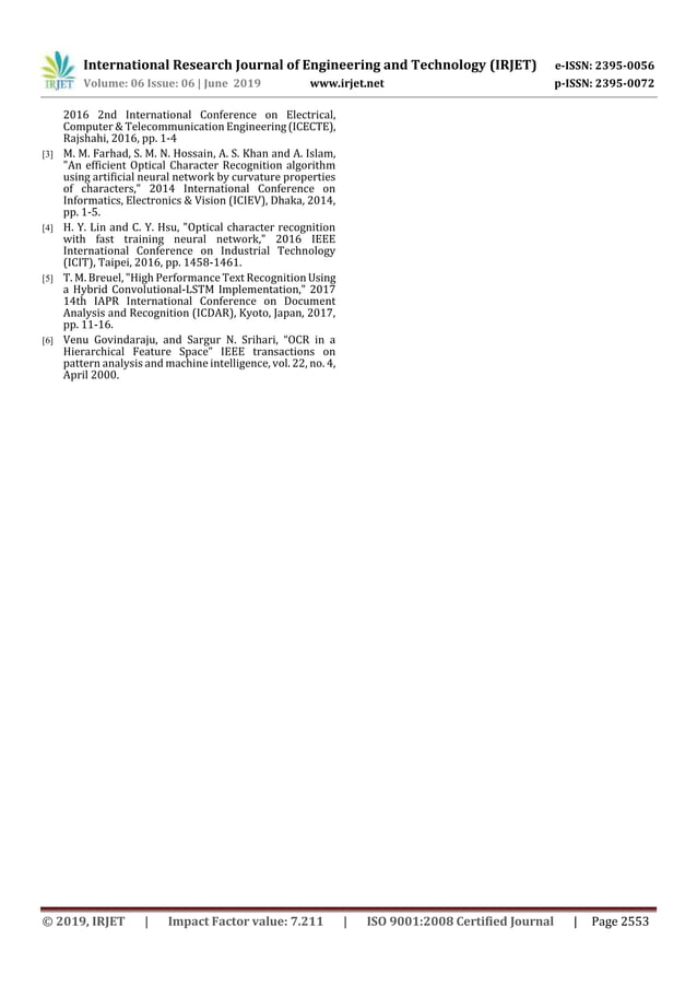 IRJET- Optical Character Recognition using Neural Networks by Classification based on Symmetry | PDF