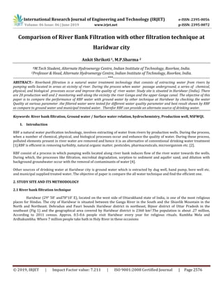 IRJET- Comparison of River Bank Filtration with other Filtration ...