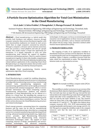 IRJET- A Particle Swarm Optimization Algorithm for Total Cost Minimization in the Cloud ...
