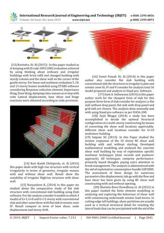 IRJET- Seismic Performance of Geometric Vertical Irregular Flat Slab Multistoried Building in ...