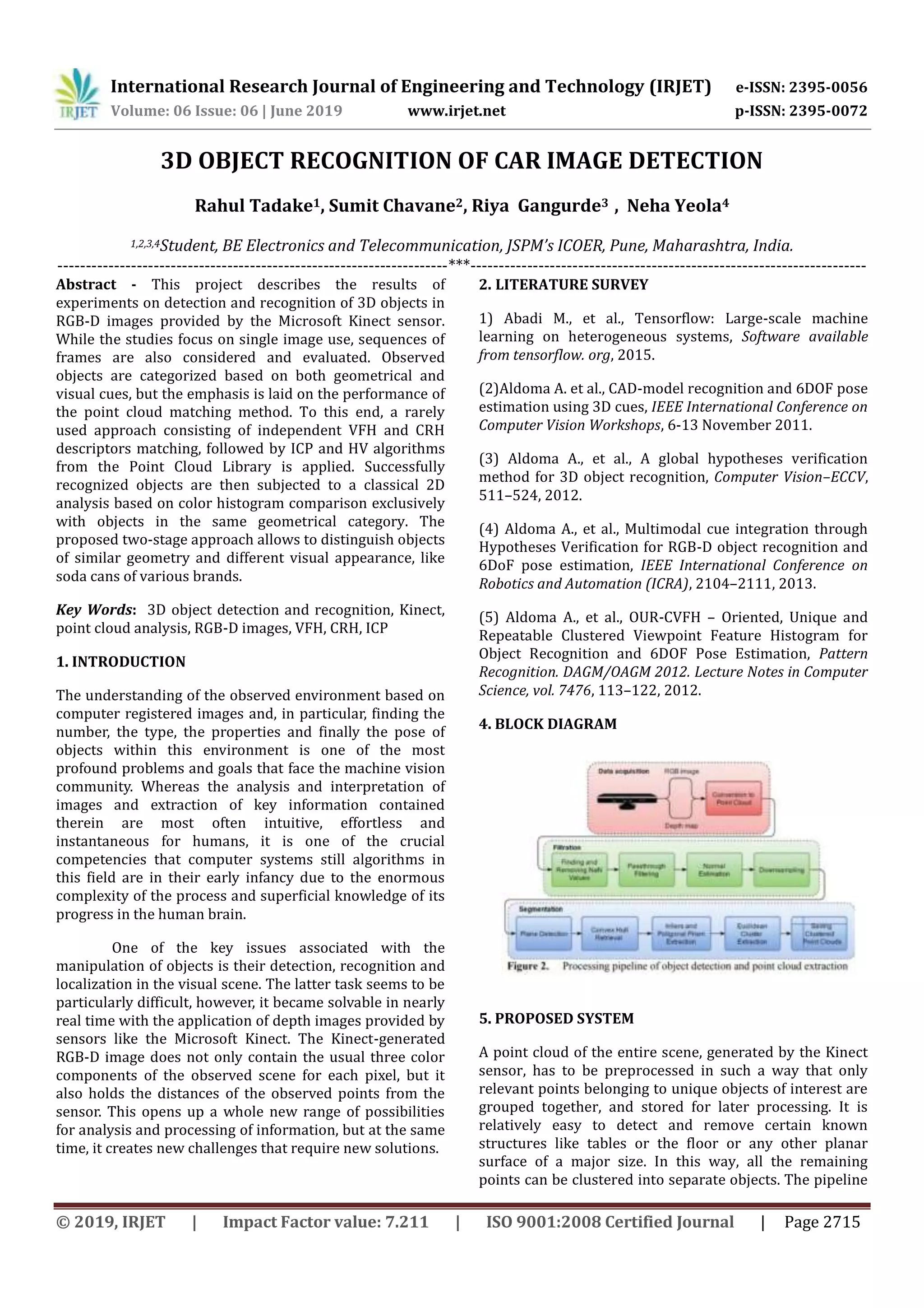 Irjet 3d Object Recognition Of Car Image Detection Pdf