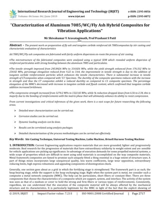 IRJET- Characterization of Aluminum 7085/WC/Fly Ash Hybrid Composites ...