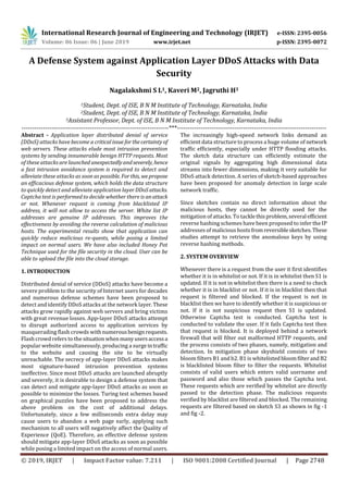 IRJET- A Defense System Against Application Layer Ddos Attacks with Data Security | PDF